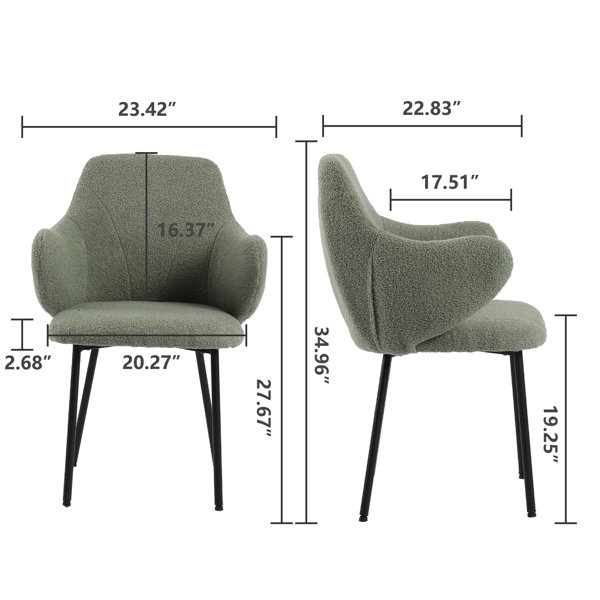 Corrigan Studio® Loletia Mid-Century Modern Dining Chairs, Comfy Sherpa Armless Side Chair with ...